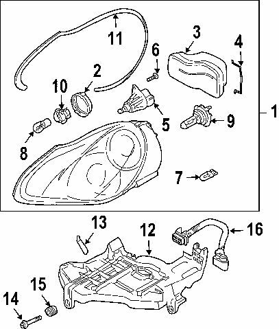 Genuine Porsche Cayenne 9pa Mounting for Main Beam Headlight Left ...