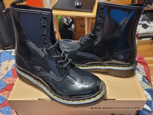 NEW Dr Martens 1460 W Black Patent Leather Boots Shoes 11821011 US ...