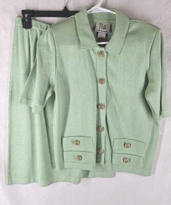 1980s Vintage MITA Celery Green 2pc Sweater Knit Skirt Suit, Never Worn | eBay