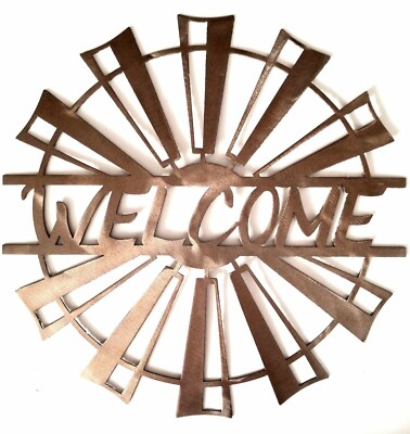 Metal 18" Welcome Windmill Plasma Cut Metal Art Farm Shabby Chic Ranch ...