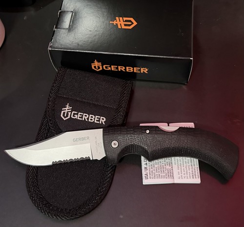 GERBER KNIFE - GATOR Lockback #6079 + SHEATH - 5" CLOSED - USA - NIB | eBay