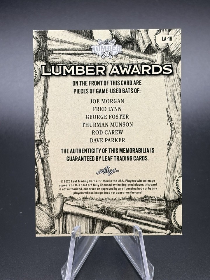 2025 Leaf Lumber Awards Game Used 6 Bat Card Lynn Morgan Foster Carew ...