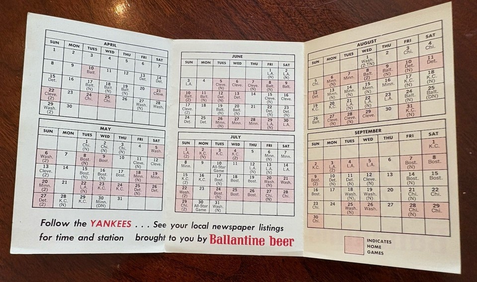 1962 NY Yankees Official Pocket Schedule . World Series Winners. | eBay