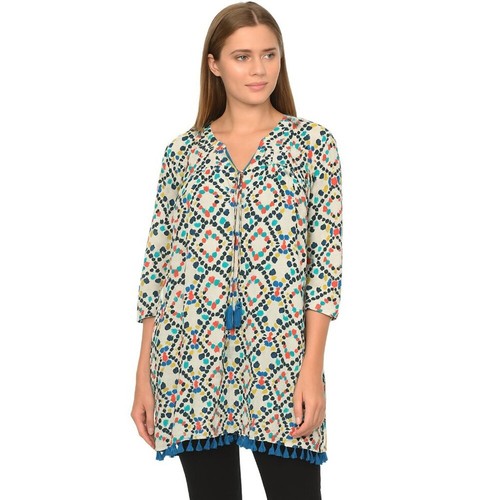 Roberta Roller Rabbit Serafina Tunic Size Large 100% Cotton 3/4 Sleeve ...