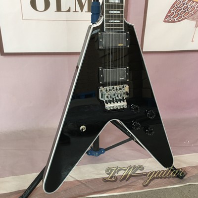 Custom Shop Black Flying V Electric Guitar Mahogany Neck HH Pickups w ...