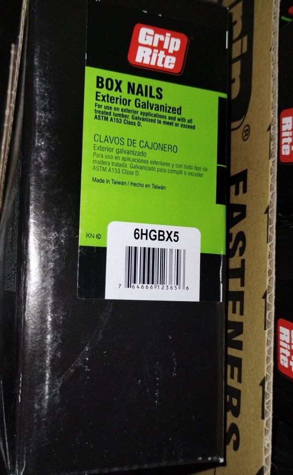 5 Lb Grip Rite Smooth Shank 6D 2" Box Nails Exterior Galvanized 6HGBX5 ...