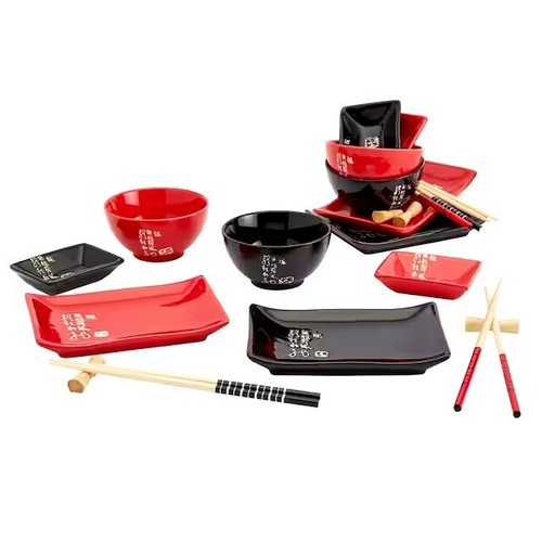 Tabletop galleries 20 Piece Black/ Red Sushi Set (serves 4) | eBay