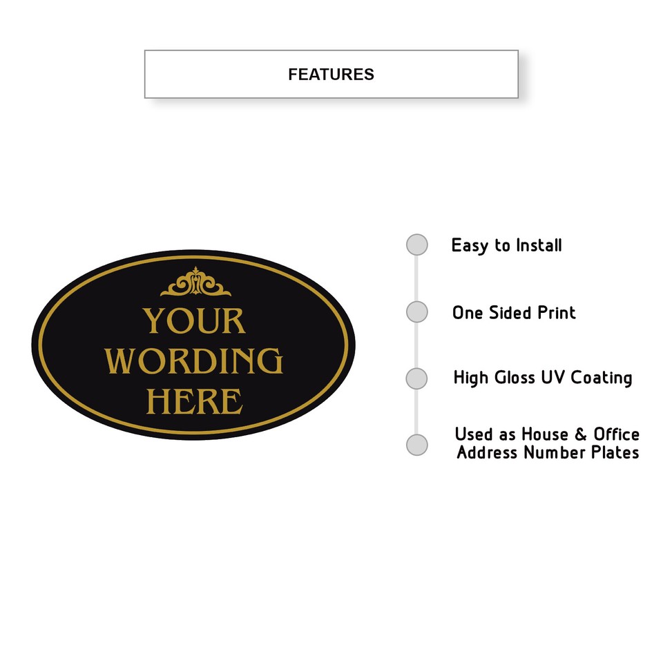 Custom Personalized Text Your Wordings Sign Oval Wall Door Plate Sign ...