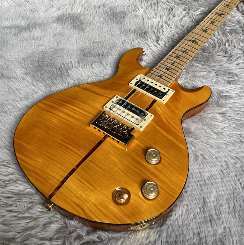 Custom Electric Guitar Yellow Flamed Maple Top Fire Inlay Maple ...