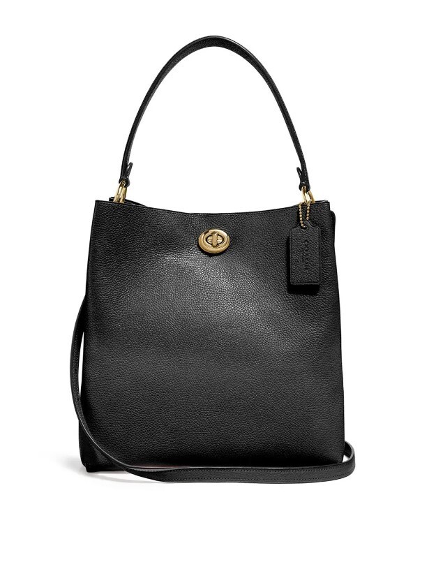 Coach 89102 Charlie Bucket Bag 21 Black Pebble Leather Satchel Bag ...