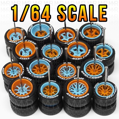 1/64 Scale GULF - Goodyear Letter Real Rider Wheels Rubber Rims Tire ...