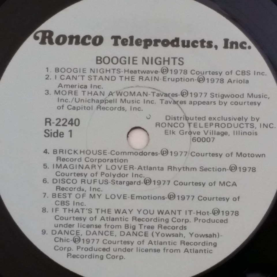BOOGIE NIGHTS 18 Top Hits Original Stars R2240 LP Vinyl VG+ 1978 Ronco ...