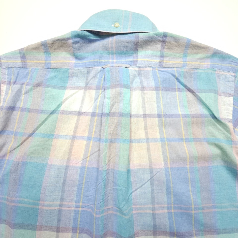 VTG Gant Mens Shirt Medium Blue Green Pink Authentic Indian Madras ...