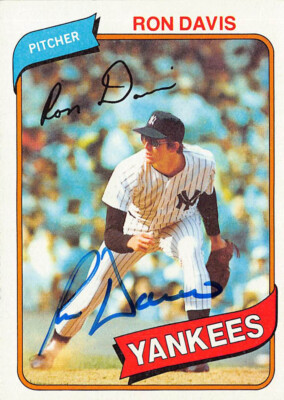 Ron Davis autographed baseball card (New York Yankees) 1980 Topps #179 ...