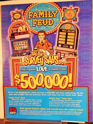 FAMILY FEUD SLOT MACHINE/ MAVERICK HELICOPTOR ORIGINAL 2003 VTG AD RARE ...