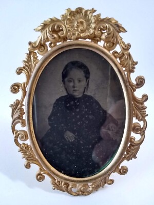 Vintage Czech Gilded Brass Filigree Mini Cameo Picture Frame Standing ...