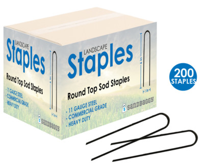 Sandbaggy 200 6" Landscape Staples~SOD Staples Garden Stakes Round Top ...