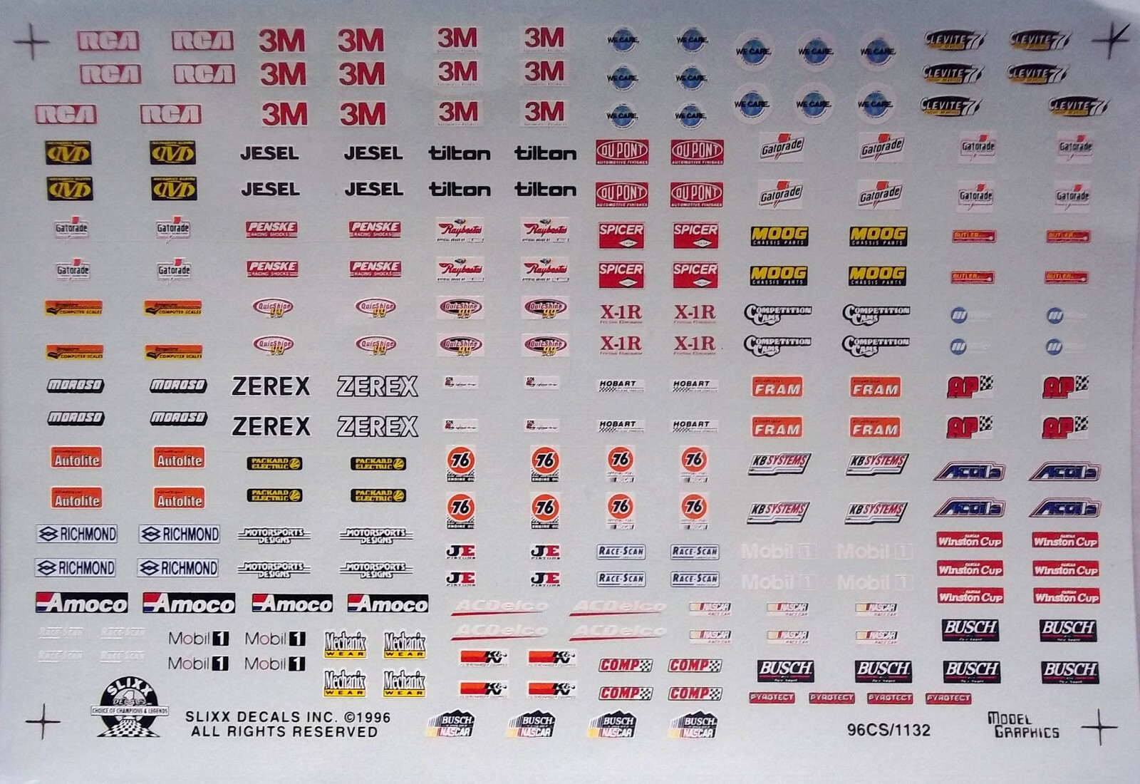 NASCAR DECAL 1996 INDIVIDUAL STOCK CAR FENDER CONTINGENCIES - 1/24 | eBay