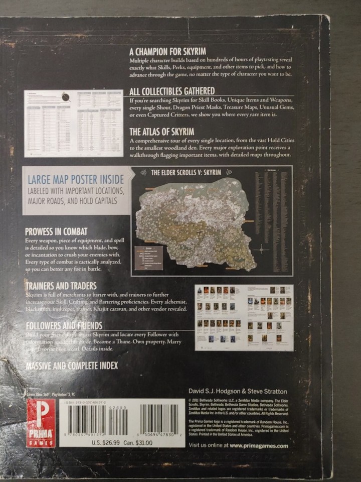 Elder Scrolls V Skyrim Prima Official Strategy Guide No MAP | eBay