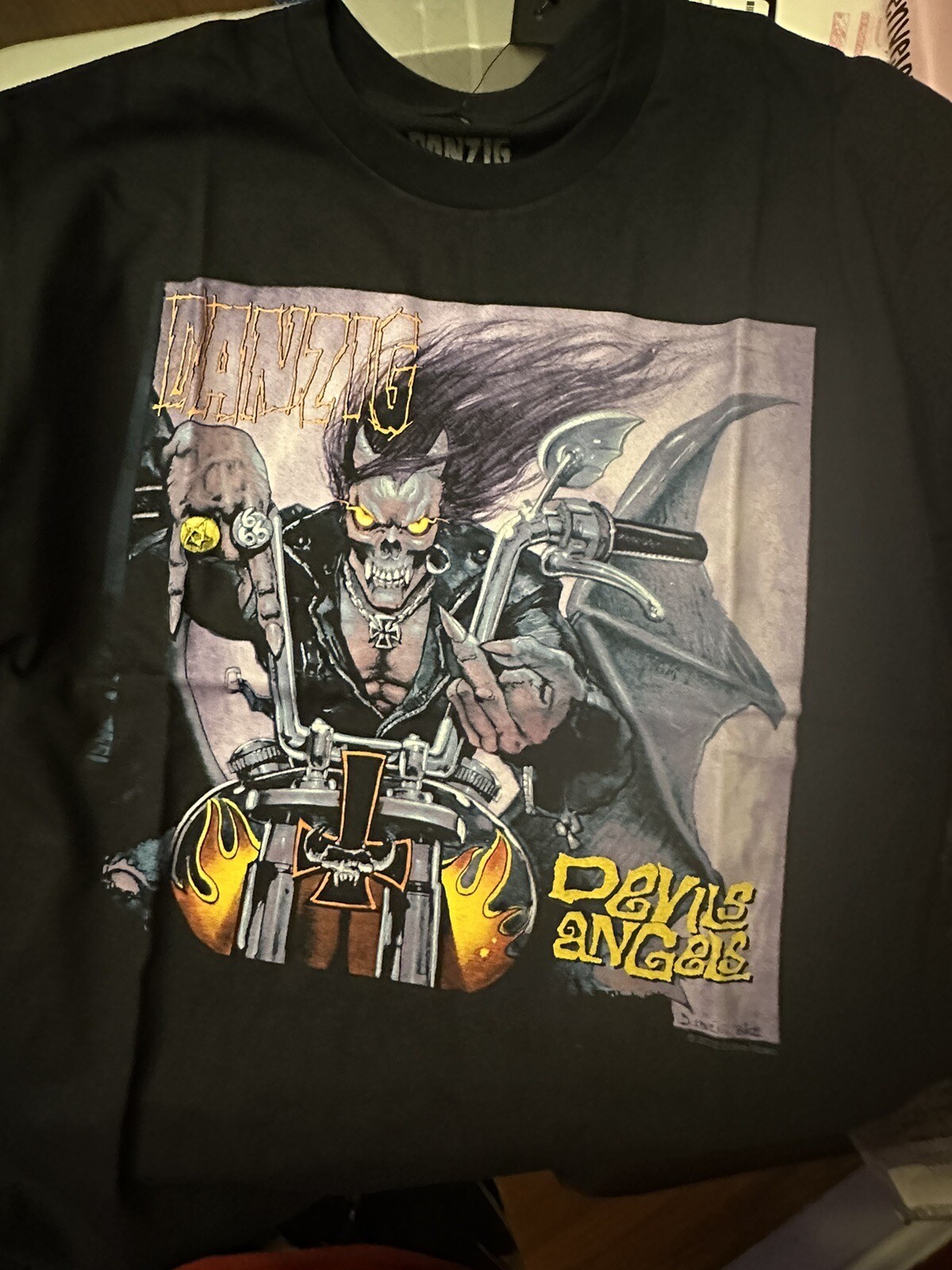 Danzig Devil’s Angels Graphic Men Black Short Sleeve T-Shirt Sz Large L ...