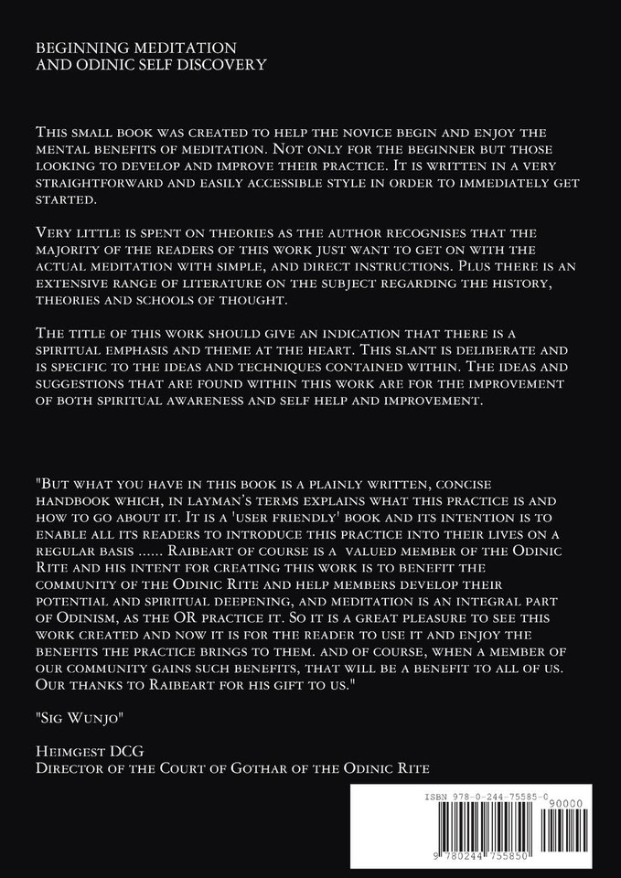 Odinic Rite Beginning Meditation (UK IMPORT) Book NEW 9780244755850 | eBay