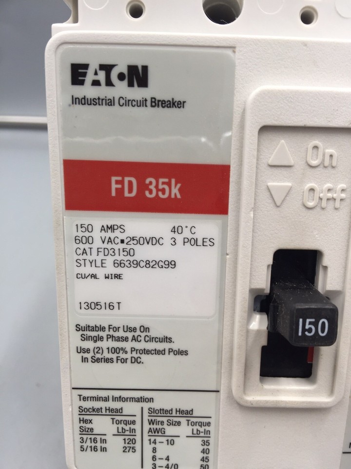 HOUSTON STOCK NEW EATON FD3150 TYPE FD 150 AMP 600 V FREE 2 DAY AIR BUY ...