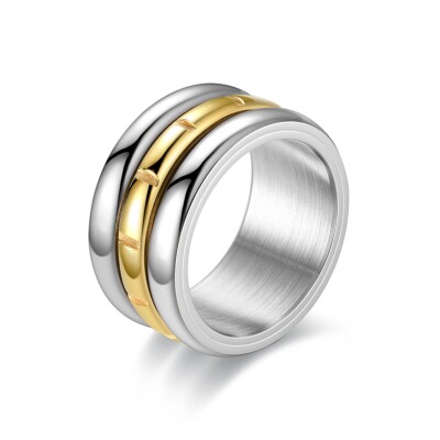 12MM Men's Women's Wedding Ring Stainless Steel Gold Plated Center ...