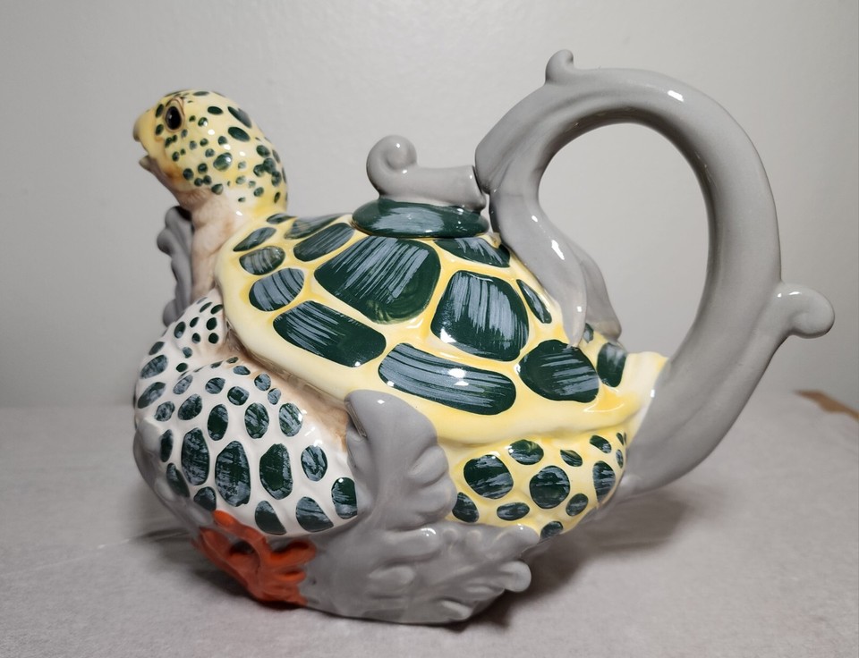 Sea Turtle Teapot Ceramic Kitchen Décor Blue Sky Clayworks Heather ...