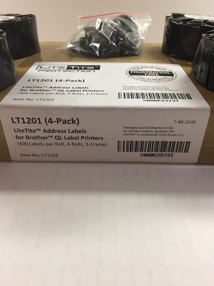 Lite Tite LT1201(4 Pack) Address Labels For Brother QL Label Printer 1 ...