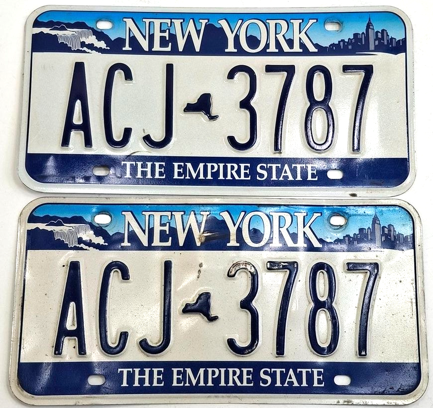2001-2009 New York Skyline license plate pair ~ ACJ-3787 | eBay
