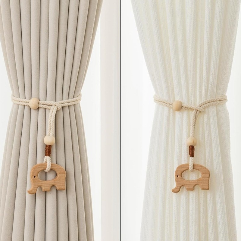 Easy Grip Cotton Rope Window Treatments Holders Wooden Animal ...