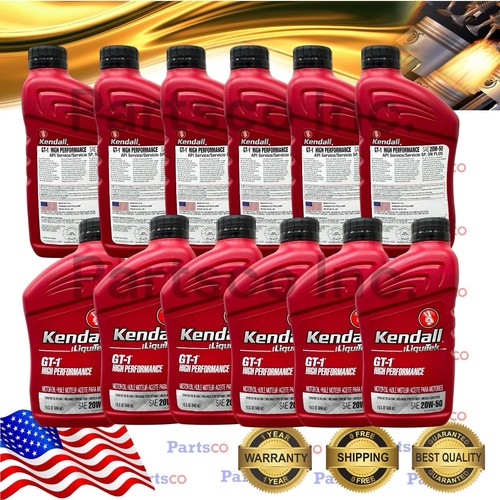 Motor Oil 20W50 Synthetic Blend 12 Quarts Kendall Liquitek GT-1 High ...