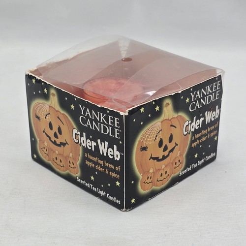 Vtg Yankee Candle Cider Web 6 Halloween Tea Lights with Box Scented ...
