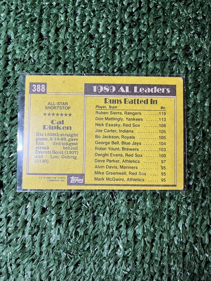 1990 Topps Baseball Cal Ripken, Jr. #388 Orioles All-Star Shortstop | eBay
