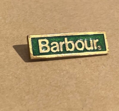 GENUINE VINTAGE LARGE BARBOUR PIN BADGE / GREEN WITH GOLD WRITING | eBay UK