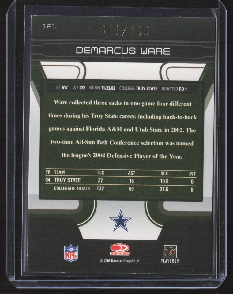 2005 Donruss Zenith DeMarcus Ware /999 Rookie Card RC #121 | eBay