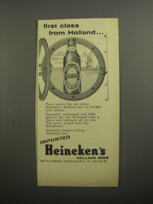1956 Heineken Beer Ad - First class from Holland | eBay