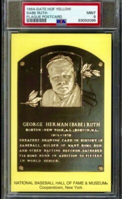 🔥1964 DATE HOF YELLOW BABE RUTH PLAQUE, PSA 9 MINT🔥 | eBay