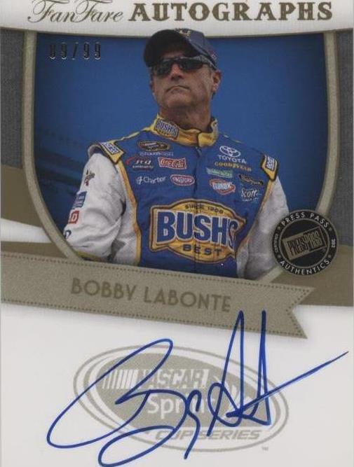 2012 Press Pass Fanfare - Autographs Bobby Labonte #FF-BL Gold /99 (AU ...