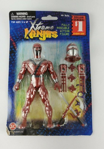 VTG Sunco Xtreme Ninja 2002 Poseable Action Figure Red W/ Weapons ...