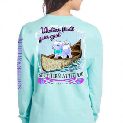 Southern Attitude Preppy Floats Your Goat Canoe Paddles Long Sleeve T ...