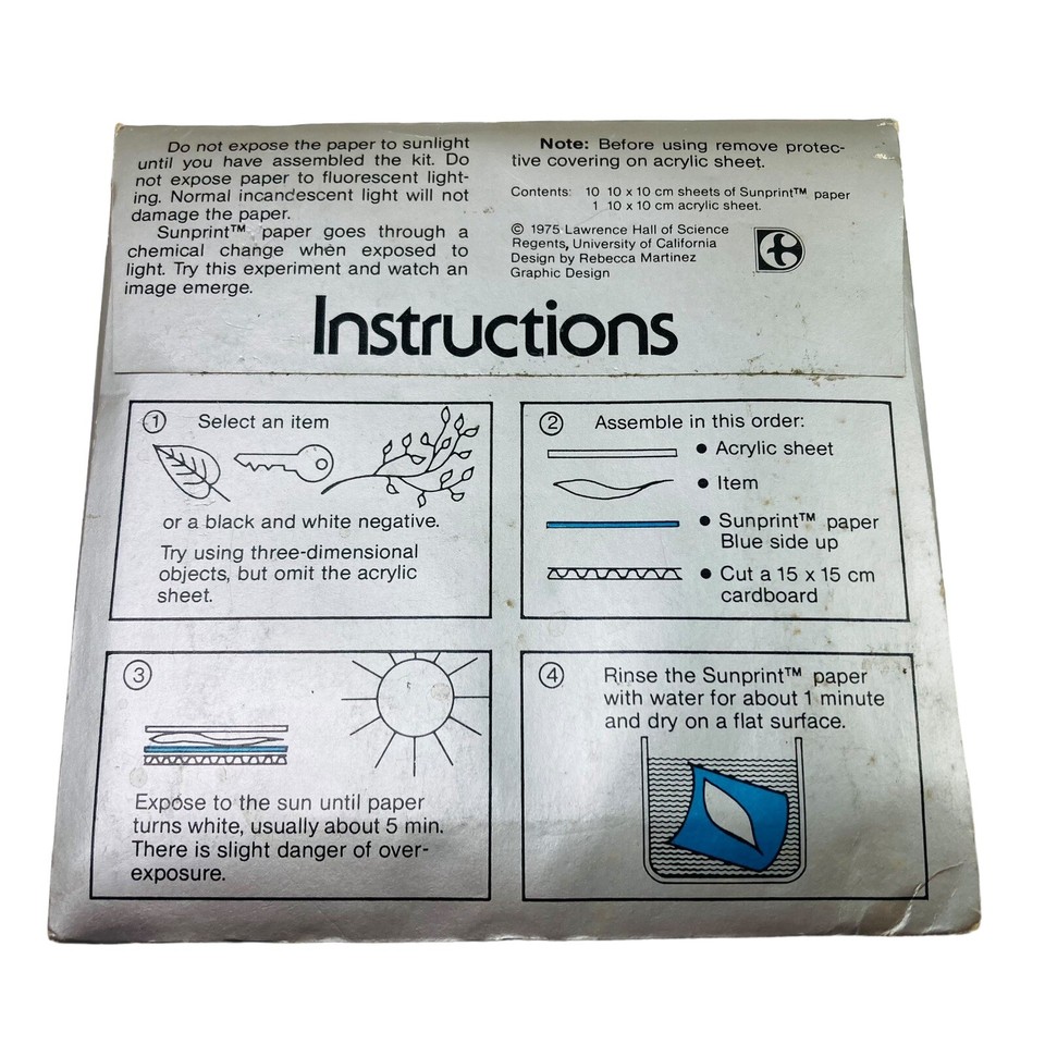 Vintage 70s SunPrint Kit Solar Print Paper Sun Powered Art 10x10cm (4x4inch) New | eBay