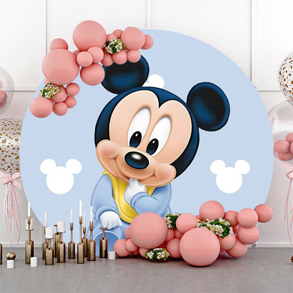 Round Baby Shower Mickey Mouse Backdrop Birthday Party Background ...