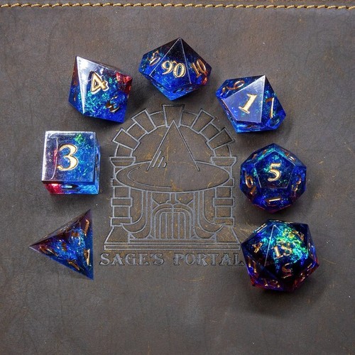 Sage's Crystals - Thermal Flame Sharp Edge Resin Polyhedral Dice Set ...