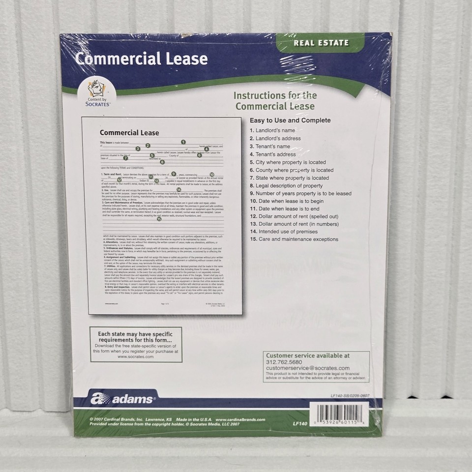 Adams Commercial Lease Premium Collection, Forms and Instructions LF140 ...