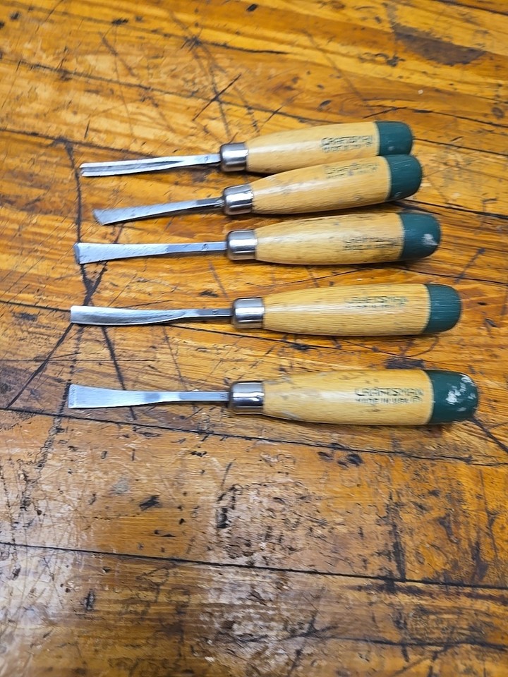 Vntg 5 Pc Craftsman Circle F Wood Handled Carving Chisels . | eBay