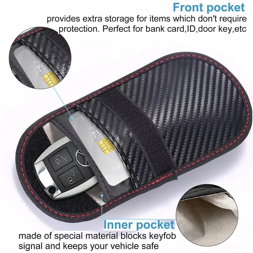 2X Car Key Signal Blocker Faraday Pouch Case Fob Bag RFID Security ...