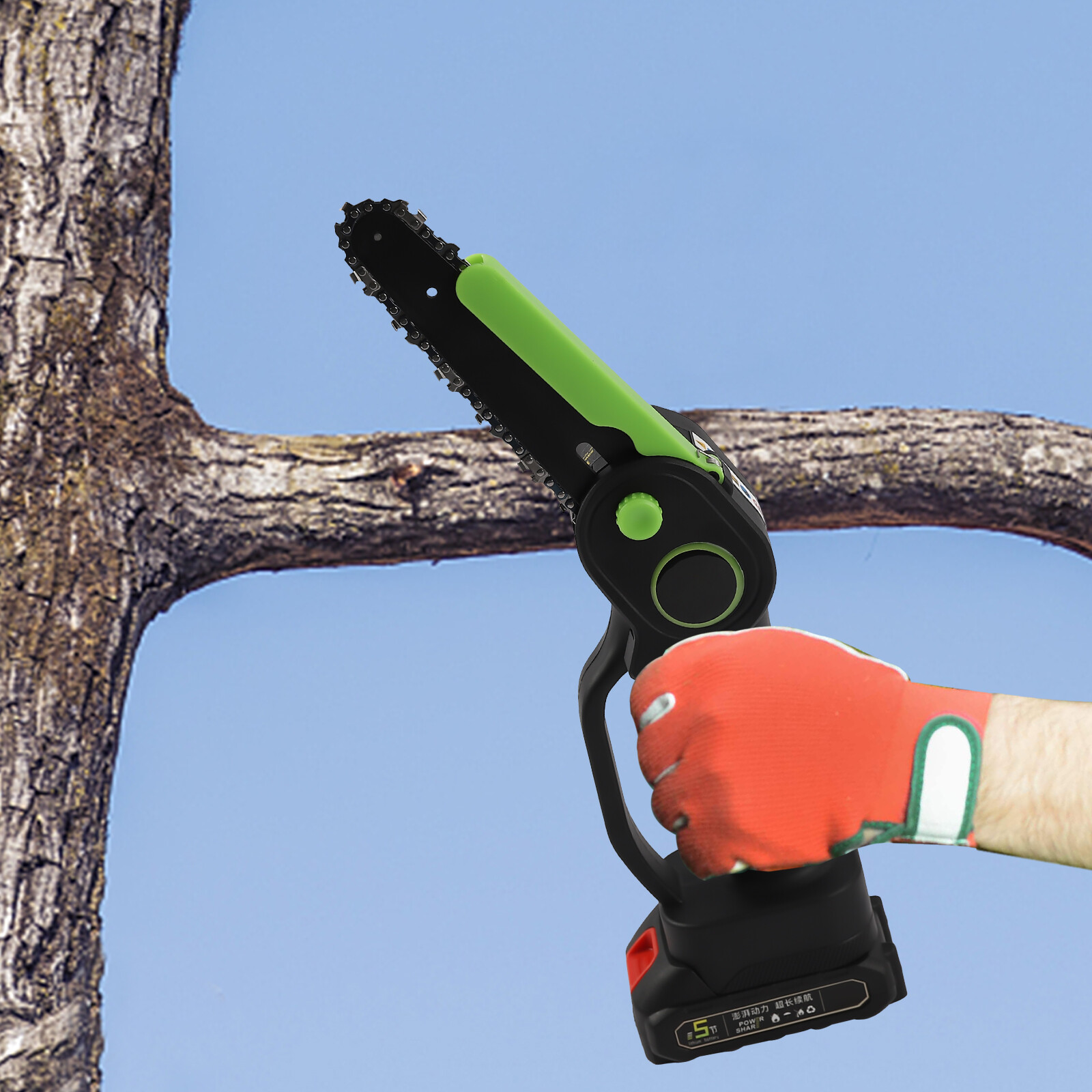 Mini Cordless Chainsaw Pruning Cutting Trees One-handed Cutter w ...