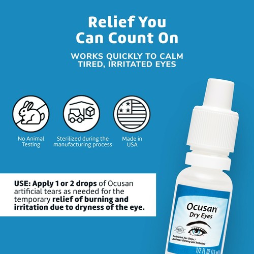 Ocusan Fast Acting Drops Moisturizes and Soothes Dry Eyes 0.5 FL OZ Exp ...