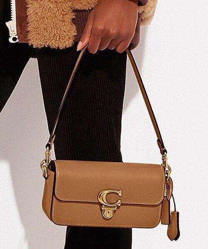 COACH Studio Baguette Shoulder Crossbody Bag Leather Camel CE331 outlet ...
